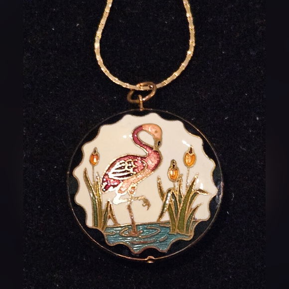 Jewelry | Vintage Multi Color Cloisonne Flamingo Necklace | Poshmark